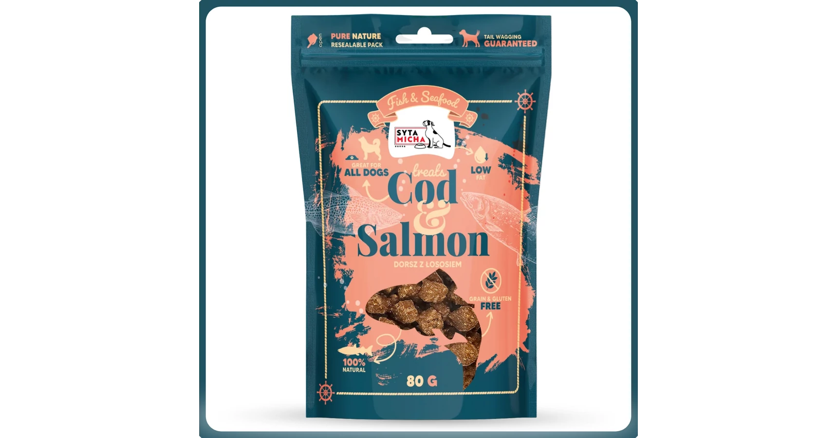 Syta Micha Fish & Seafood tőkehal-lazac jutalomfalat 80g